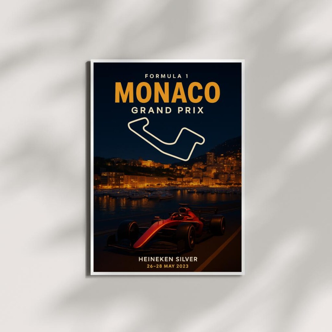 Monaco Grand Prix Poster – Formula 1 Wall Art, F1 Monaco Track Print ...
