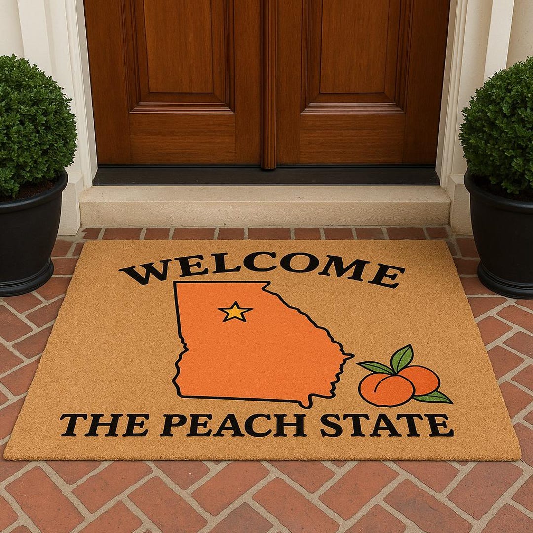 Georgia Peach State Welcome Mat - Coir Outdoor Rug - Etsy