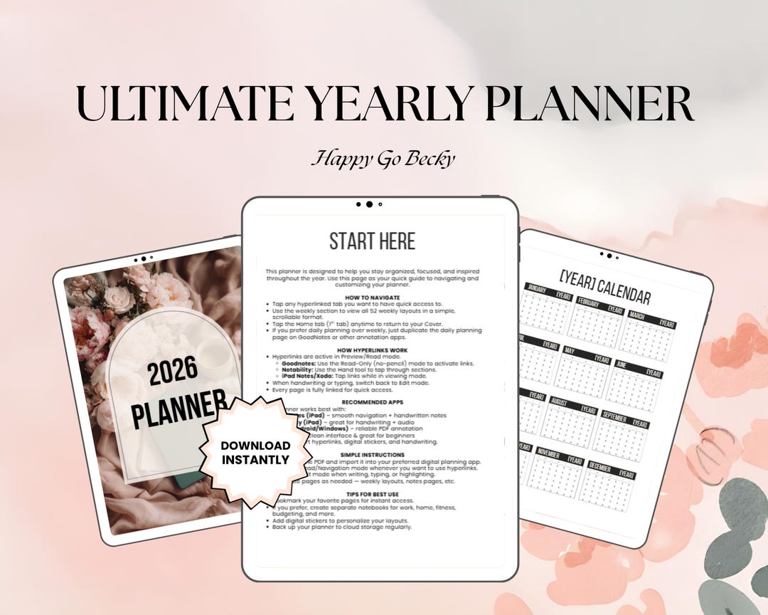 Minimalist 2026 Digital Planner Canva Template | Weekly & Daily Layouts ...