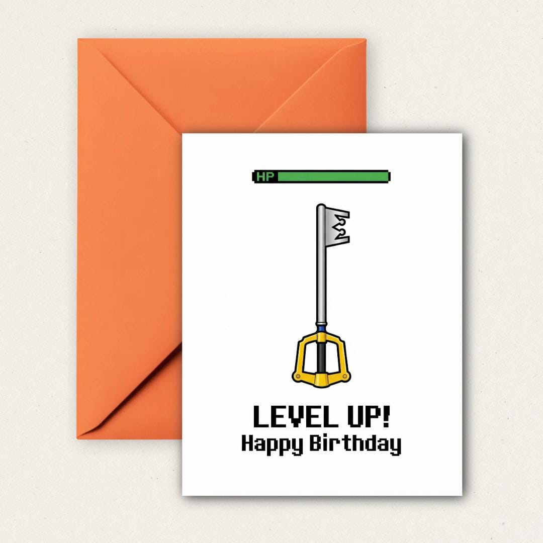 Kingdom Hearts Birthday Card – "level Up" Keyblade Gamer Gift – Gift ...