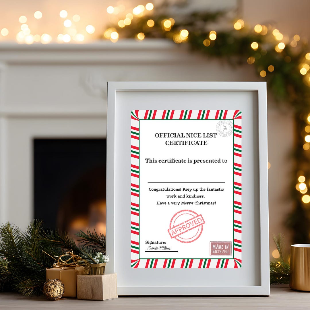 Santa Official Nice List Certificate | PDF | Printable & Editable - Etsy
