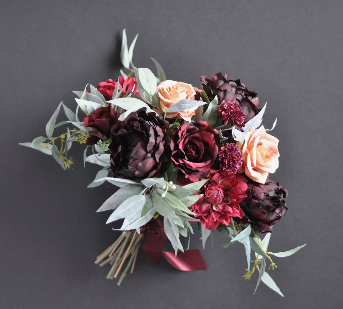 Burgundy Wedding Bouquet Wedding Flowers Bridal Flowers - Etsy