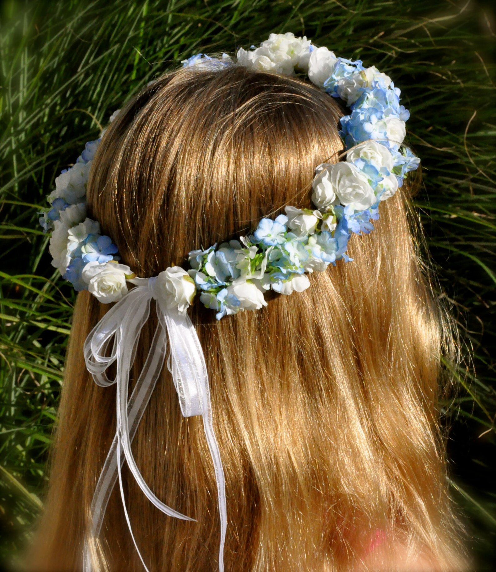 First Communion Headpiece, First Communion Flower Crown, Blue Flower ...