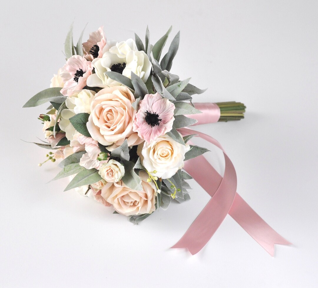 Blush Pink Wedding Bouquet, Bridal Bouquet, Silk Flower Bouquet ...