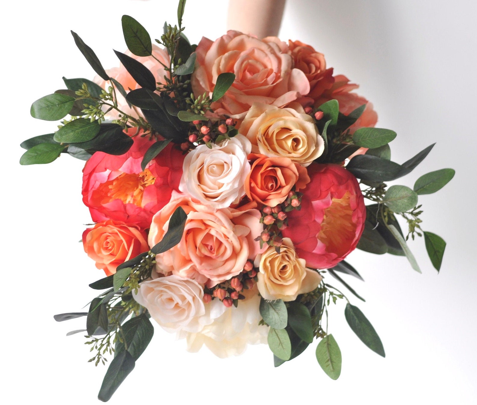 Coral Wedding Flowers Bridal Bouquet Silk Wedding Flowers - Etsy
