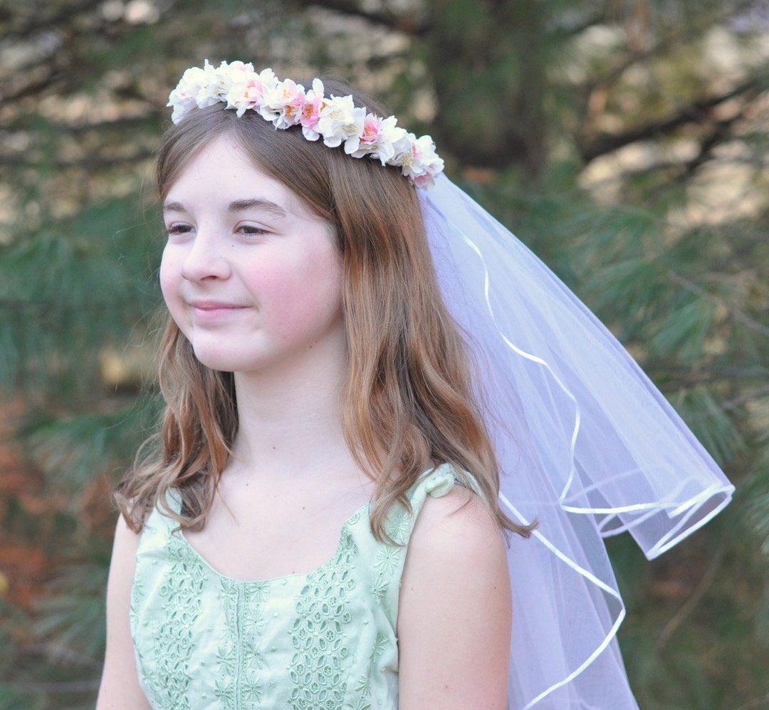 First Communion Headpiece, First Communion Flower Crown, White Flower ...