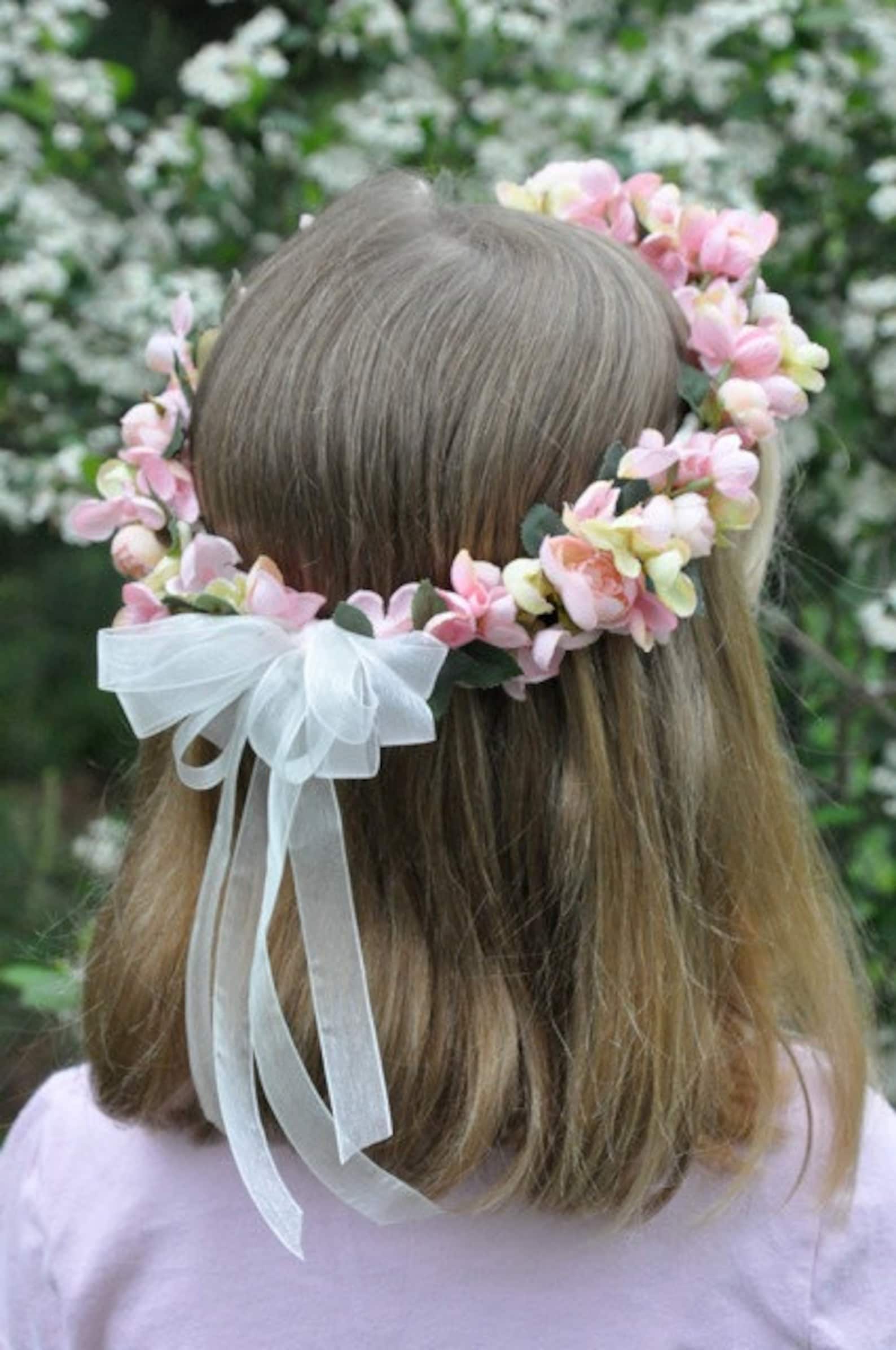 First Communion Headpiece First Communion Flower Crown Pink - Etsy