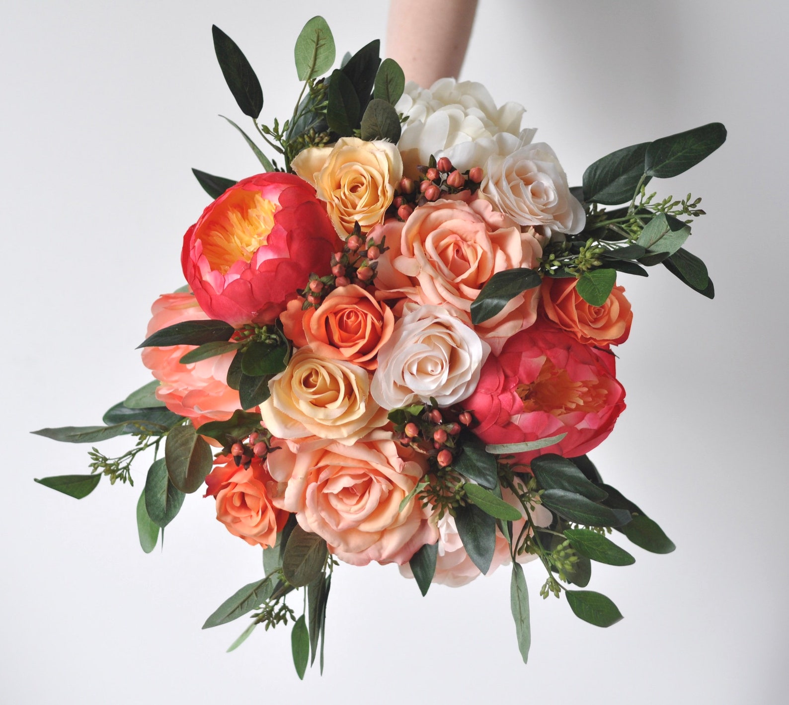 Coral Wedding Flowers Bridal Bouquet Silk Wedding Flowers - Etsy