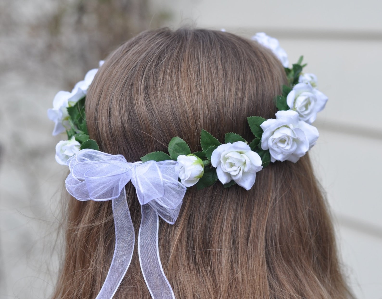 White Rose Flower Crown, First Communion Flower Crown, White Flower ...