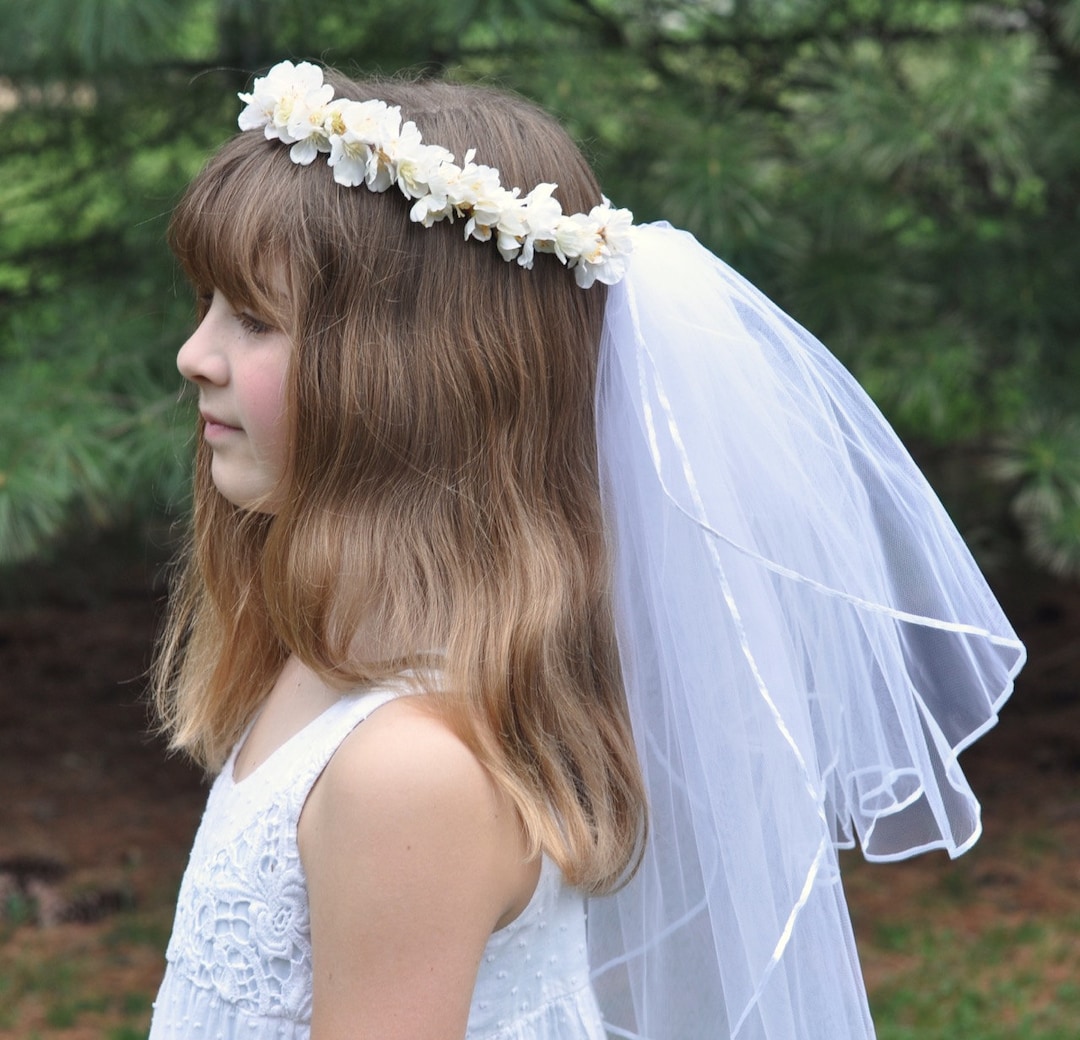 First Communion Headpiece, First Communion Flower Crown, White Flower ...