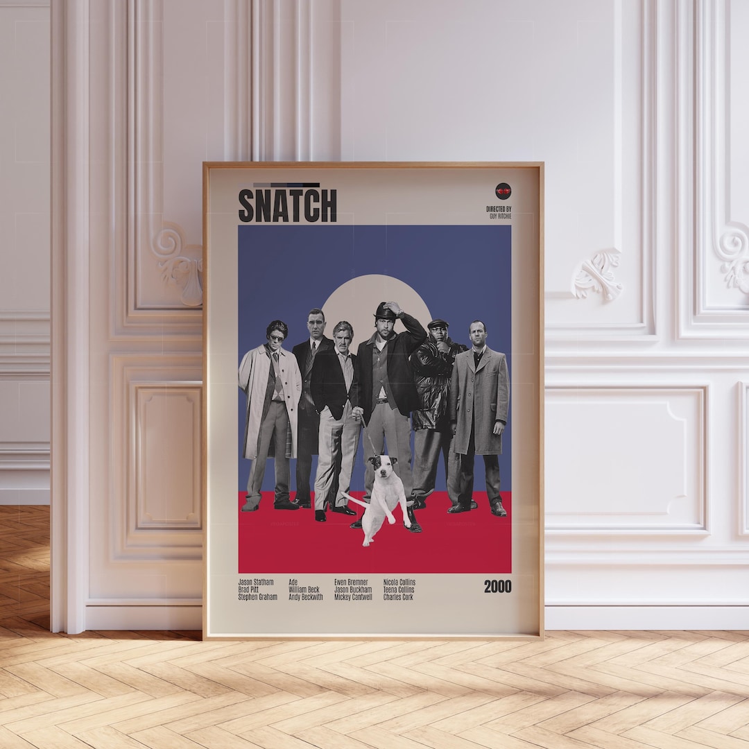 Snatch Poster, Brad Pitt Poster, Jason Statham, Retro Movie Print ...