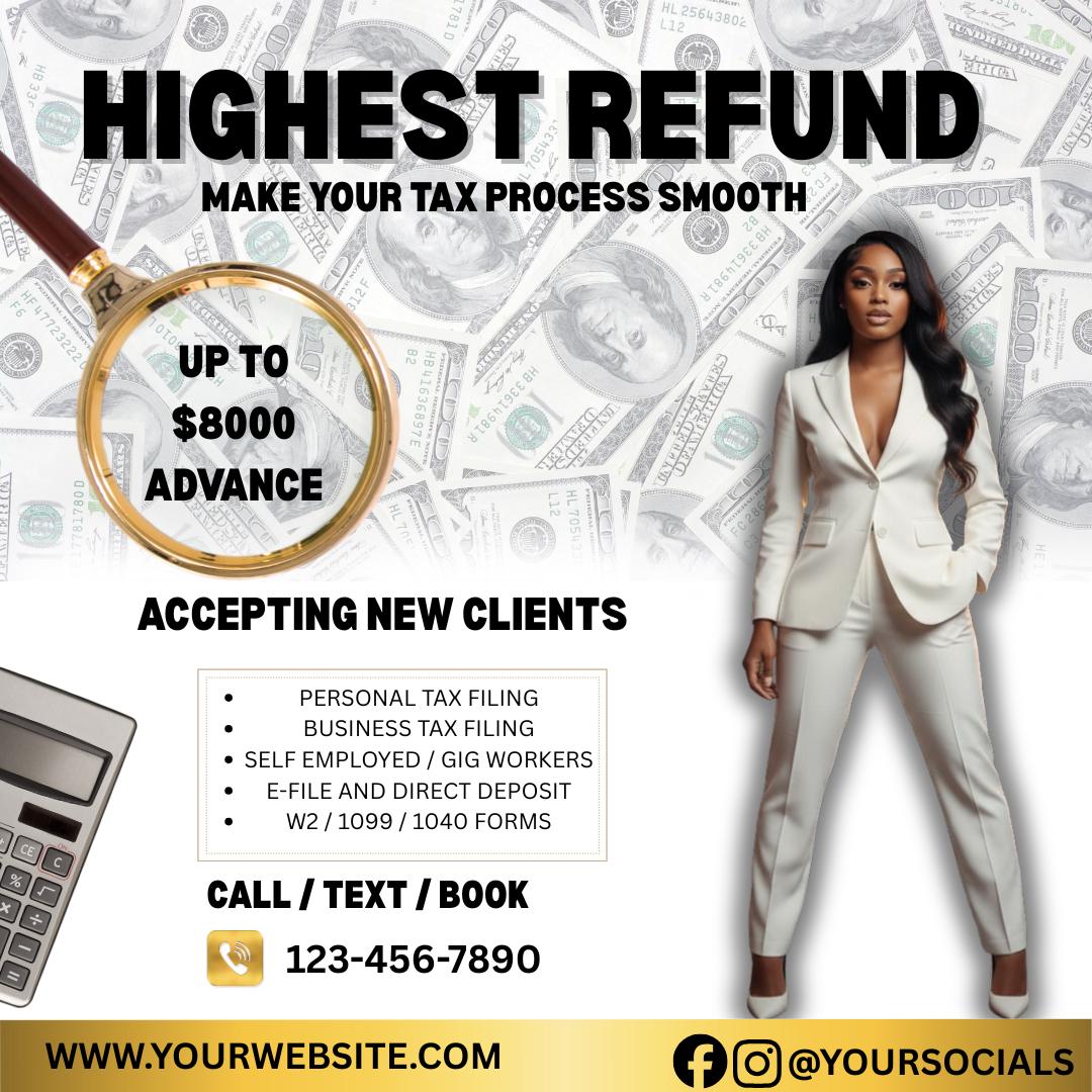 Tax Season Flyer, Tax Preparation Service Canva Template (digital) - Etsy
