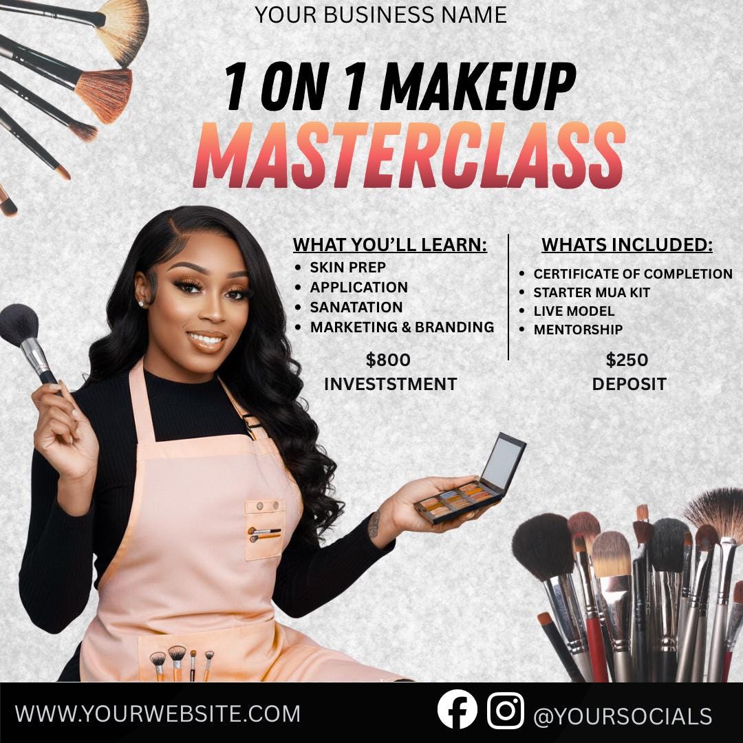 Makeup Class Flyer Template, Makeup Master Class Flyer, Makeup Course ...