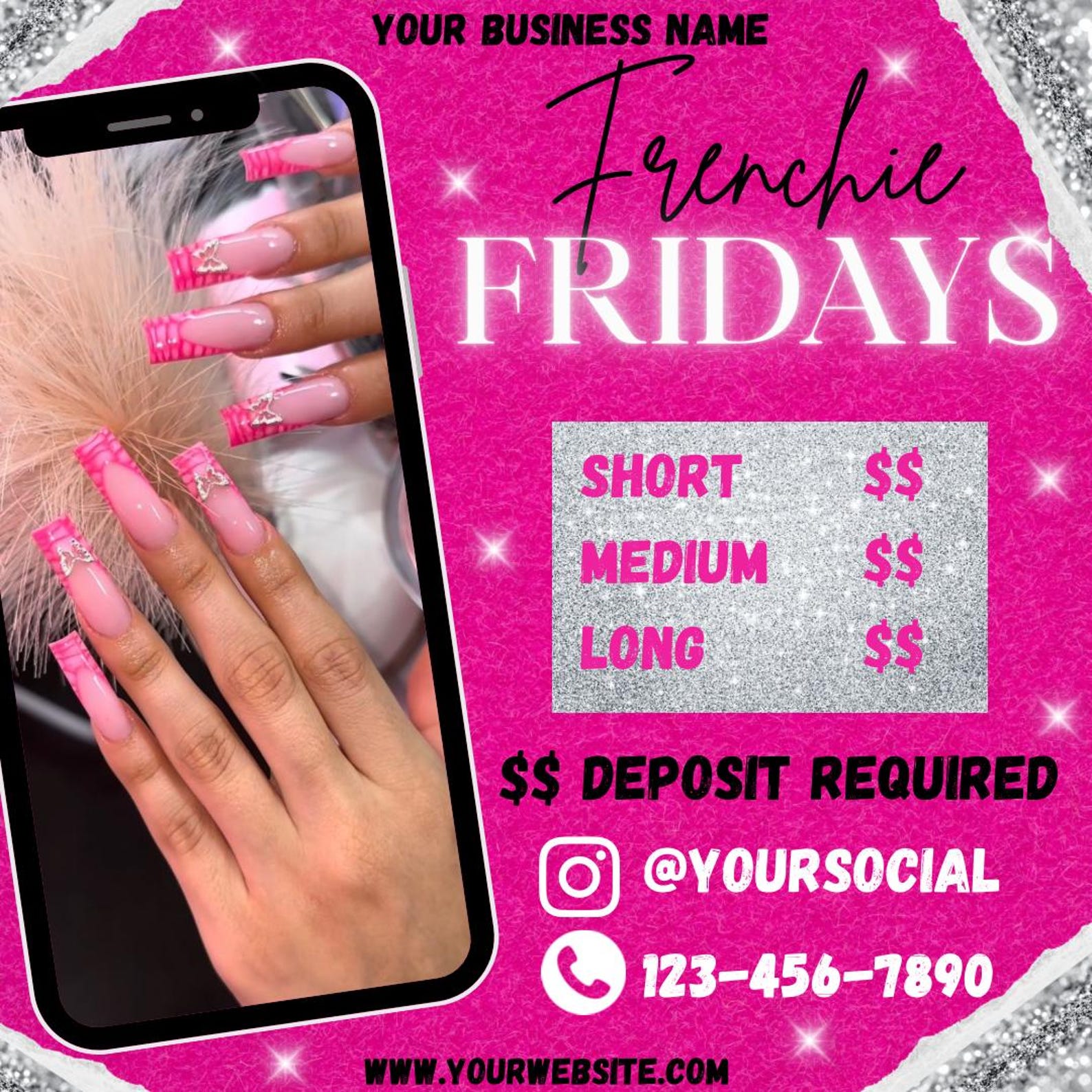 Frenchie Friday Nail Tech Editable Canva Template - Etsy