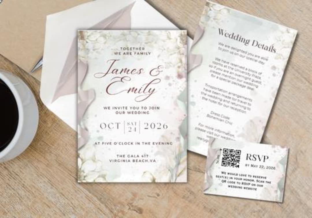Editable Boho Wedding Invitation Suite Template | Invitation, RSVP ...