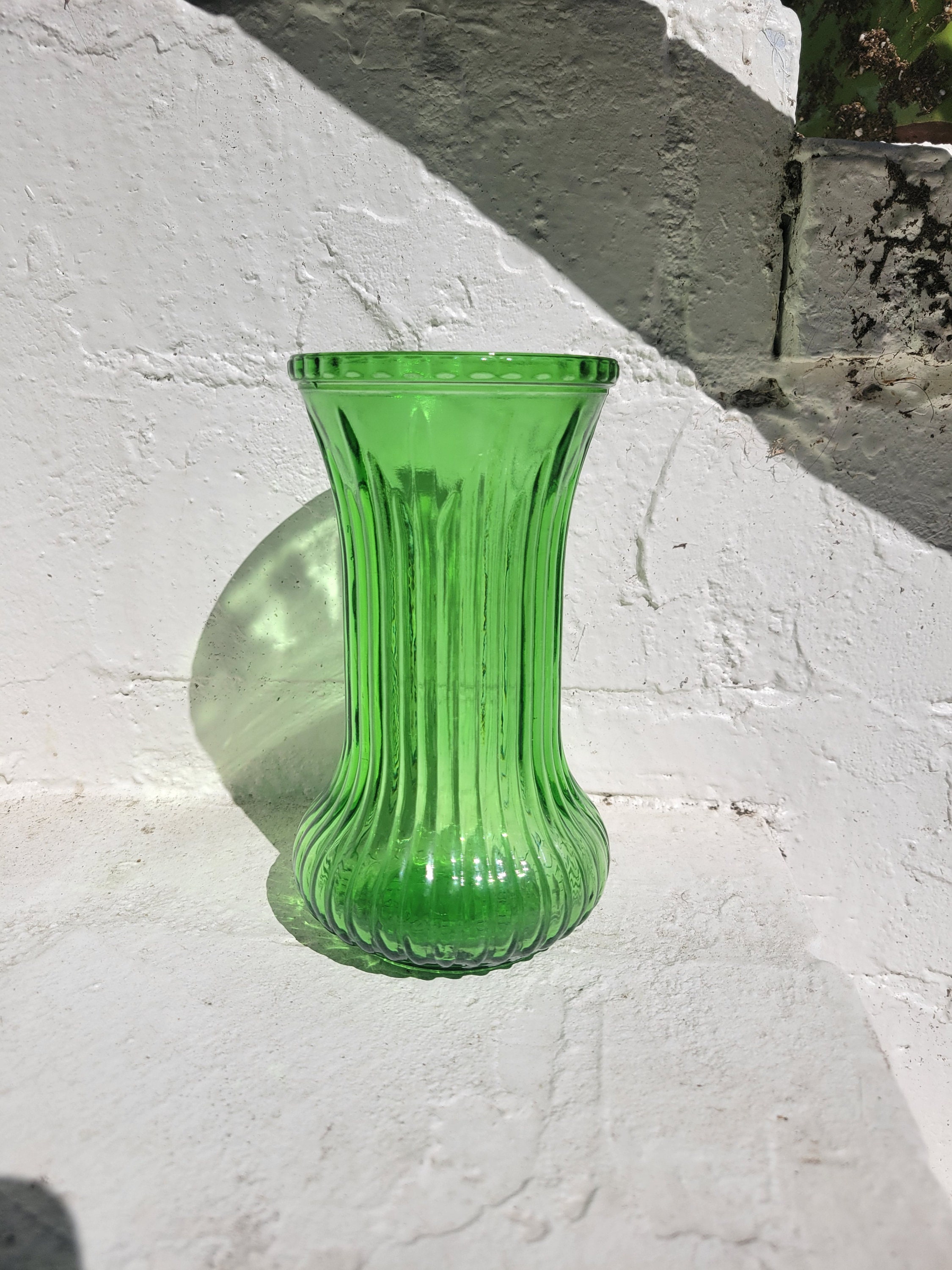 Vintage Green Glass Vase / Small Green Vase / Wide Mouth Vase - Etsy
