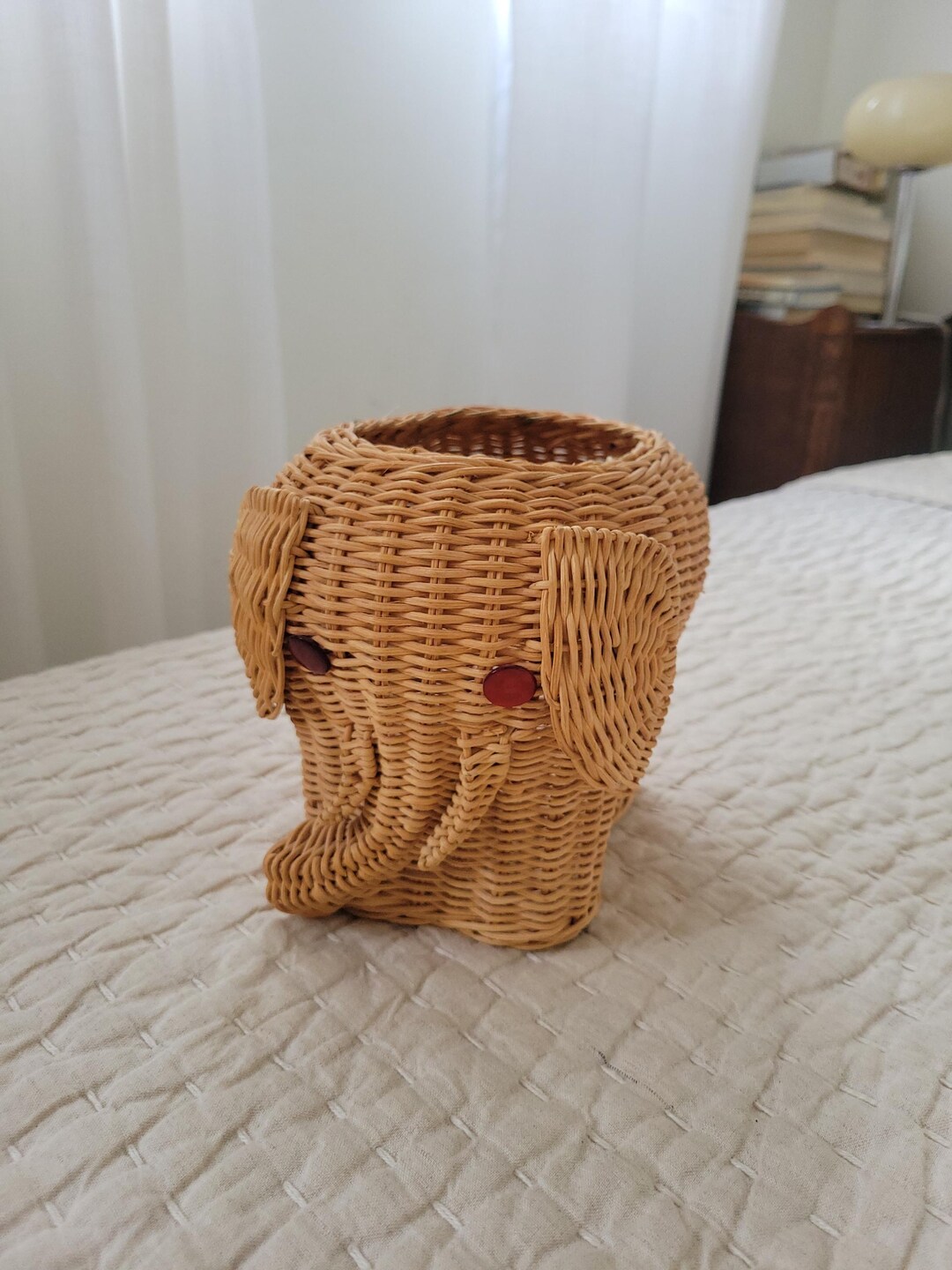 Wicker Elephant Planter Basket / Wicker Animals / Straw Elephant Basket ...