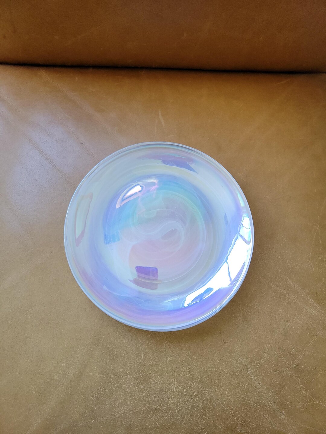 Vintage Opal Iridescent Glass Swirl Plates / Colorful Swirl Glass ...