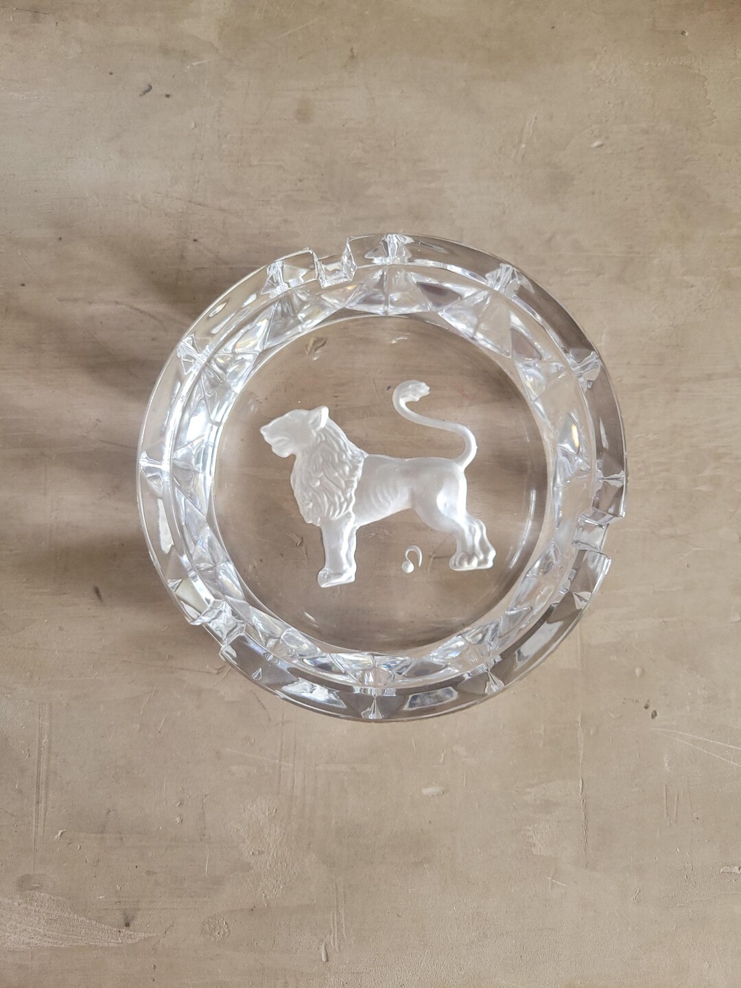 Vintage Glass Leo Ashtray / Leo Zodiac Dish / Astrology Ashtray / Cut ...