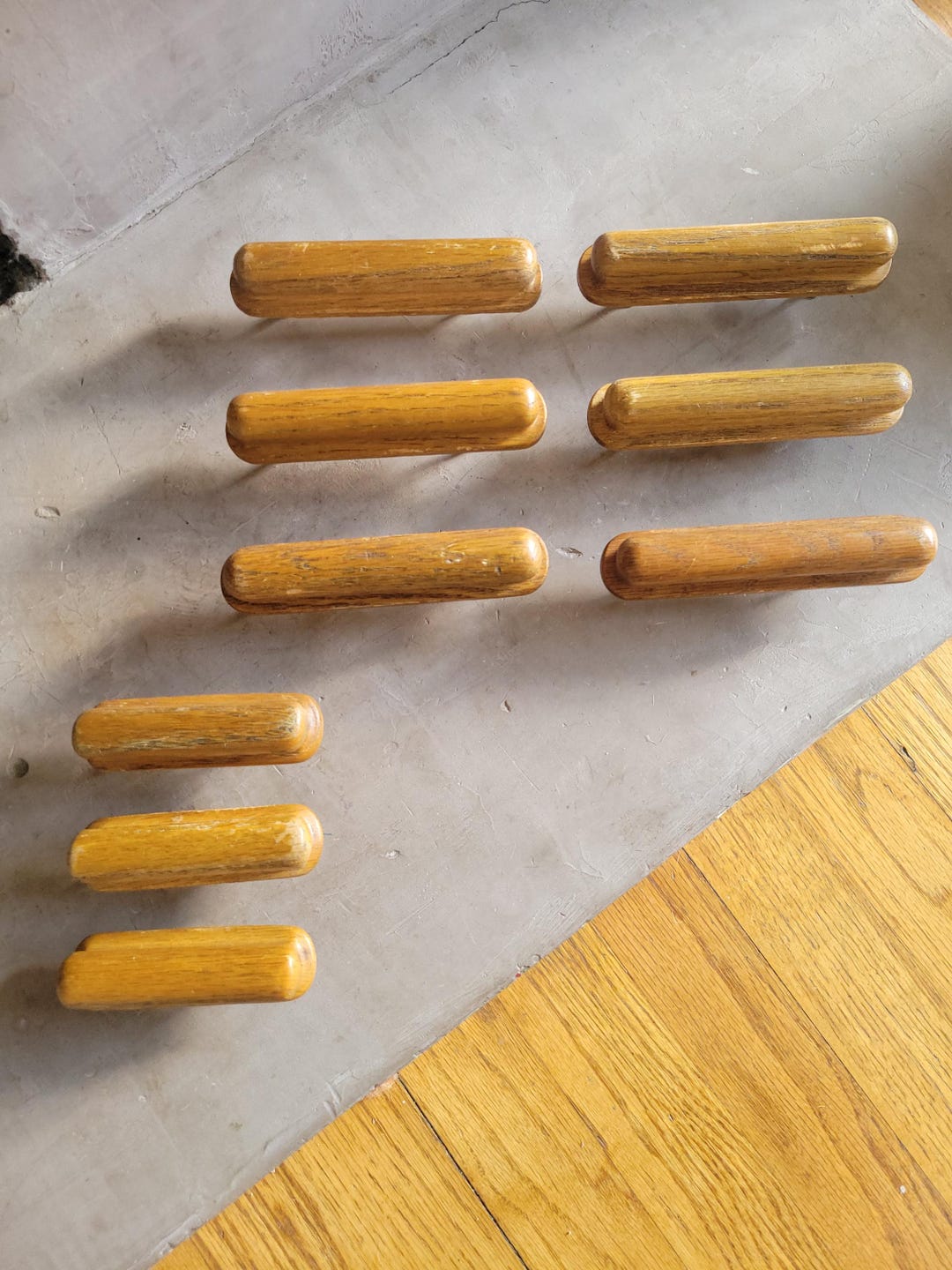 Vintage Oak Drawer Pulls / Wood Drawer Handles / Drawer Handles ...