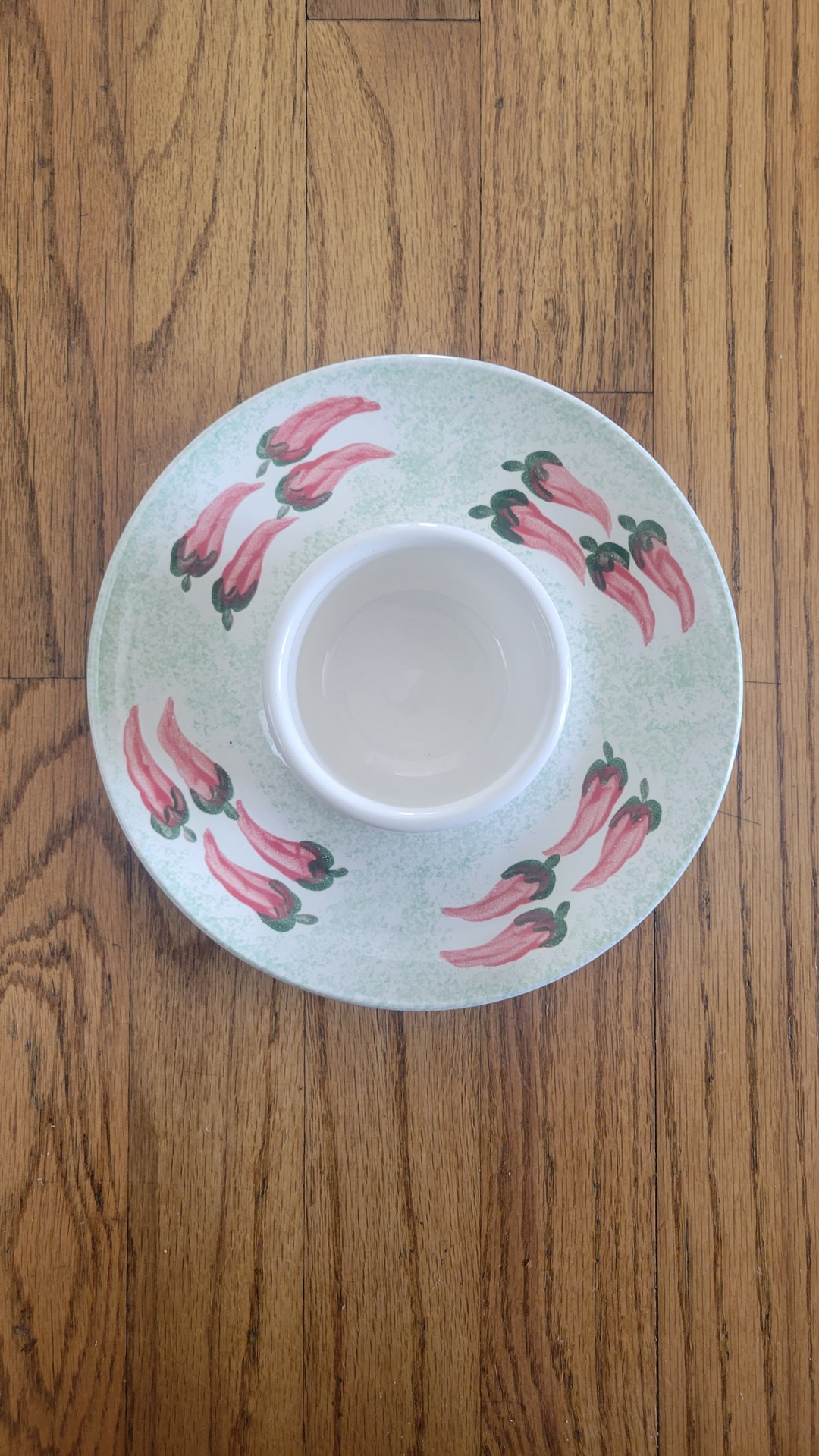 Ceramic Chip and Dip Plate / Chili Pepper Dish / Dip Dish / Chips and ...