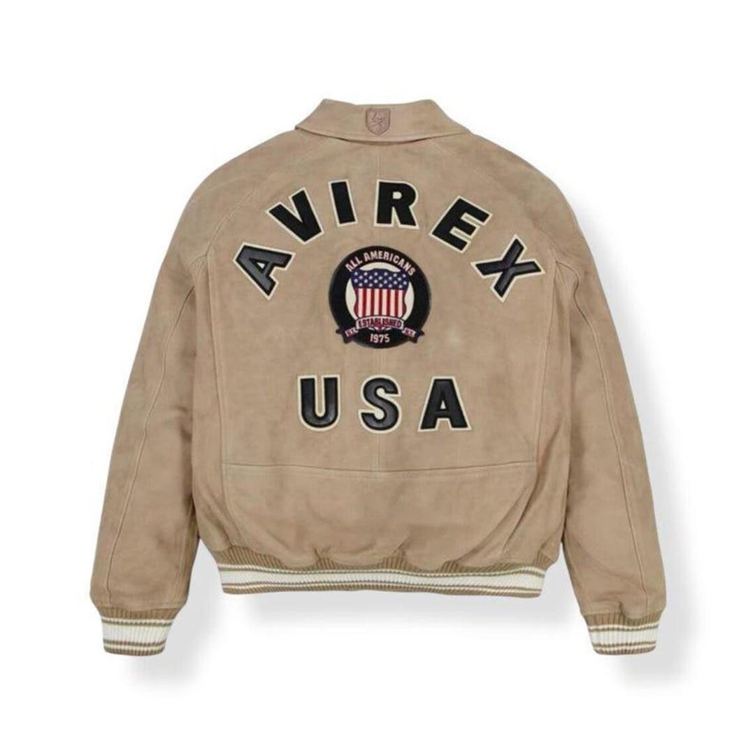 Men’s Vintage Avirex Bomber Jacket | Genuine Leather 90s Aviator Flight ...