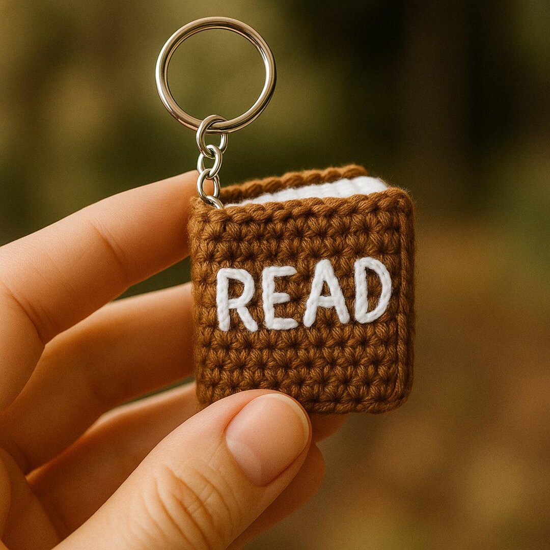 READ Keychai -tiny Crochet Book Keychain, Handmade Crochet Accessories ...