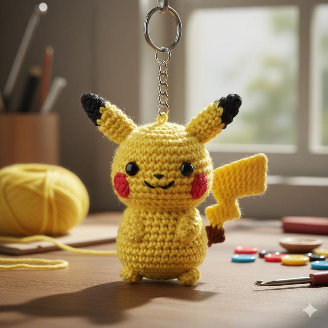 Cute Crochet Pikachu Keychain | Handmade Amigurumi Pokemon Bag Charm ...