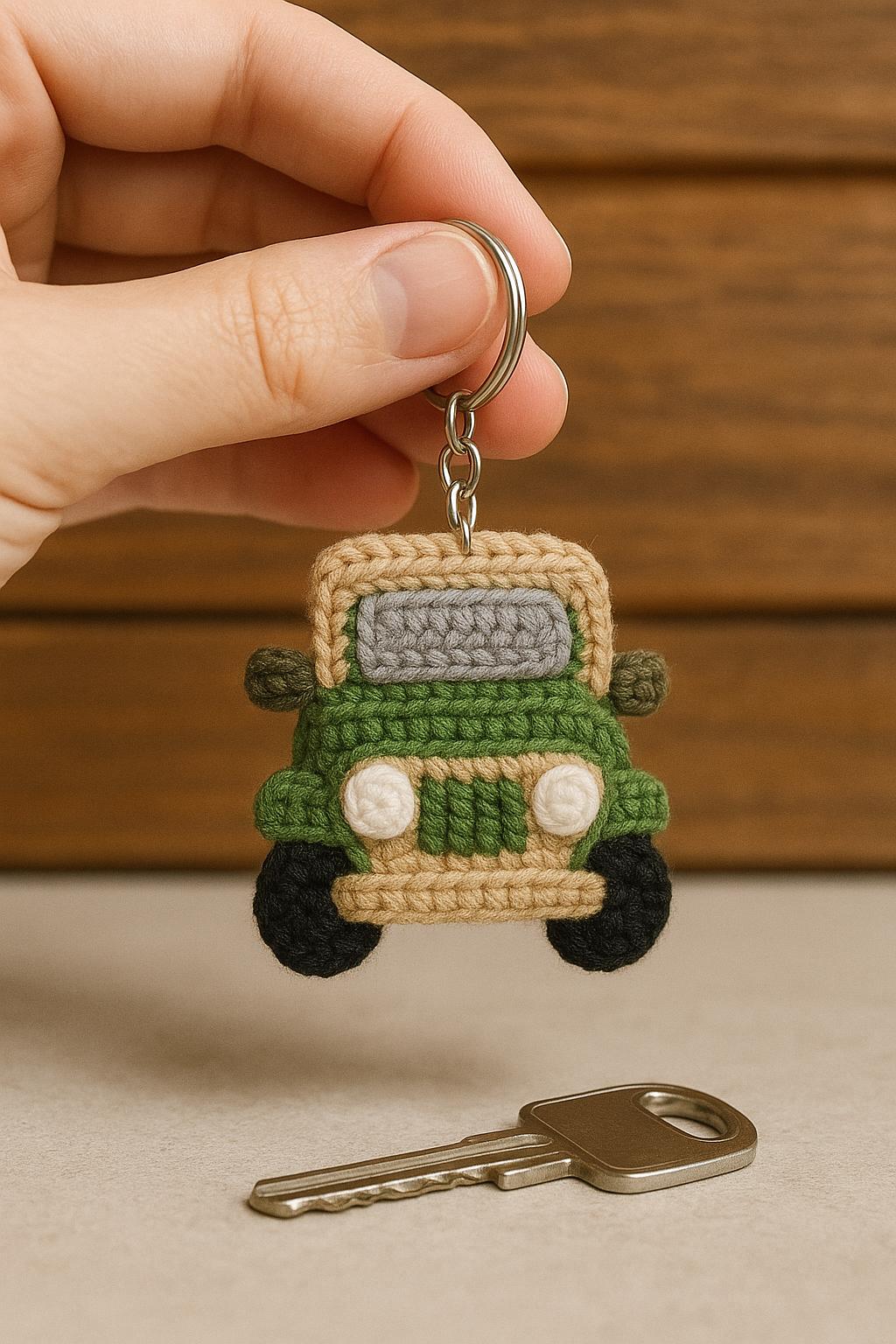 Crochet Safari Jeep Keychain, Mini Jeep Keyring, Handmade Adventure ...