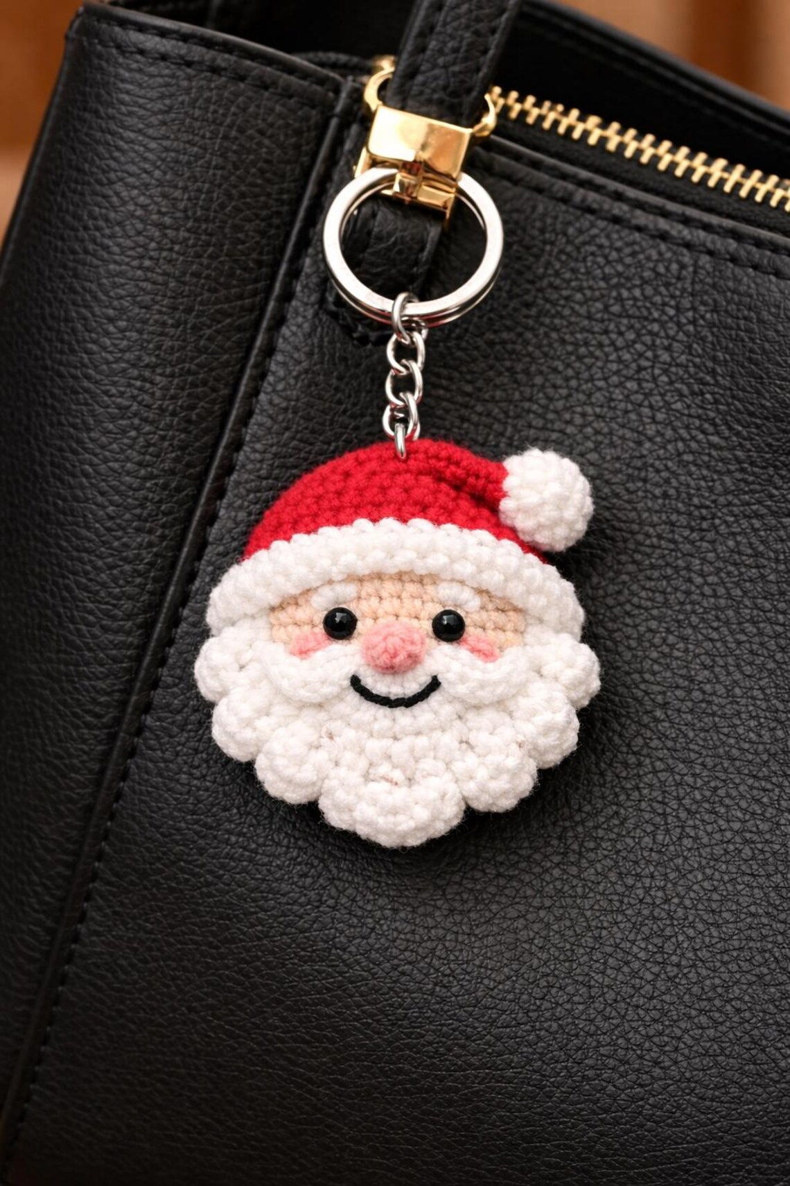 Crochet Santa Keychain – Handmade Holiday Ornament, Christmas Accessory ...
