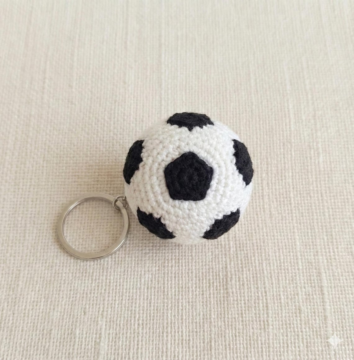 Handmade Crochet Soccer Ball Keychain | Amigurumi Sports Keyring ...