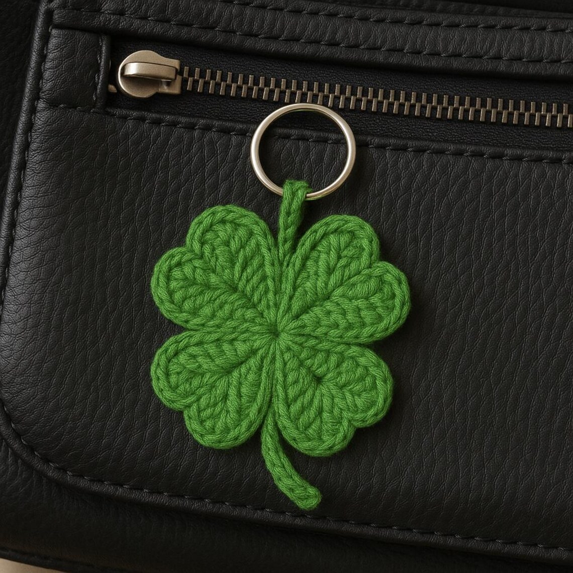 Crochet Four Leaf Clover Keychain – Handmade Lucky Charm Accessory - Etsy