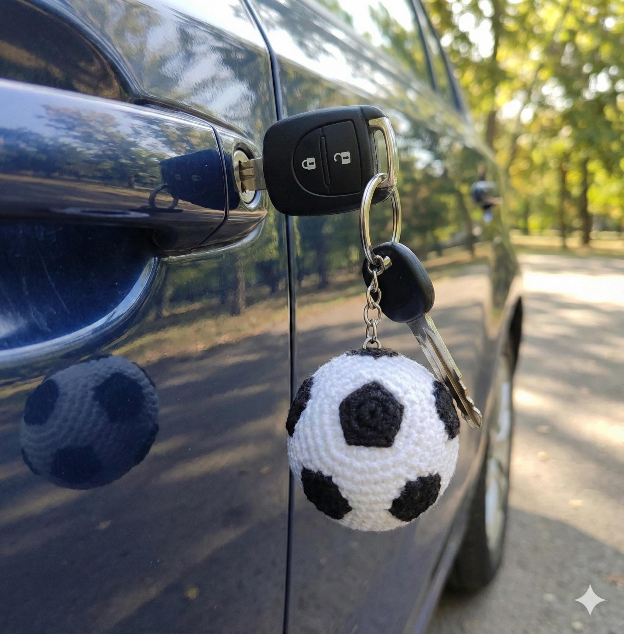 Handmade Crochet Soccer Ball Keychain | Amigurumi Sports Keyring ...