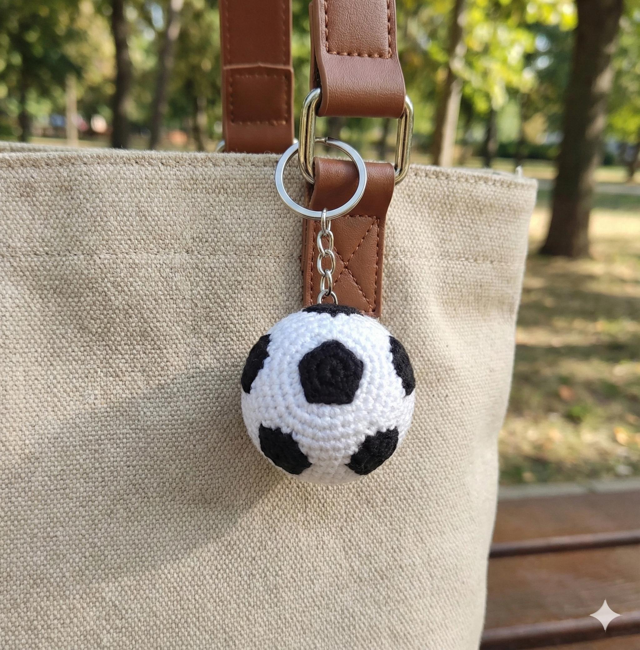 Handmade Crochet Soccer Ball Keychain | Amigurumi Sports Keyring ...