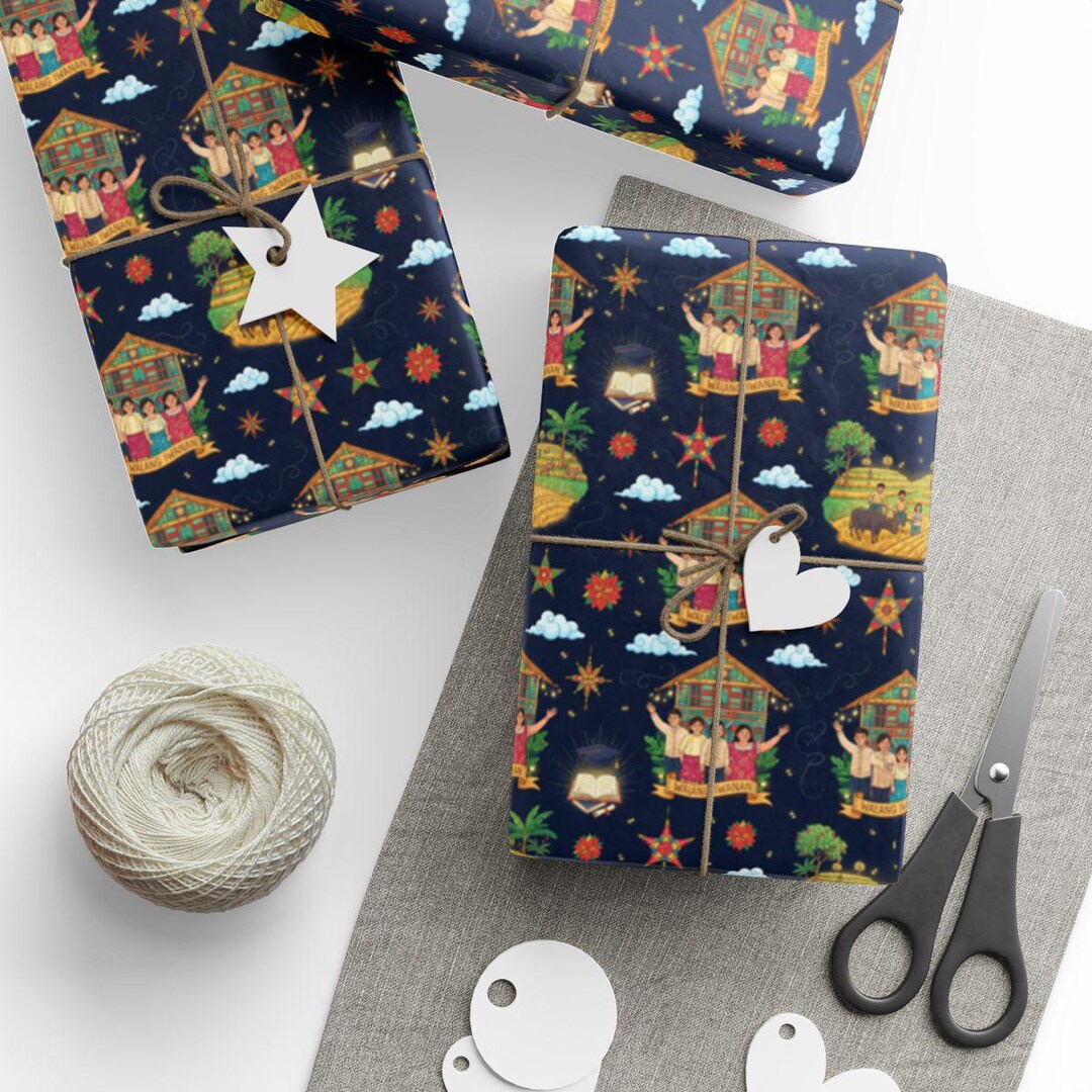 Filipino Christmas Wrapping Paper, Pinoy Holiday Gift Wrap, Walang ...