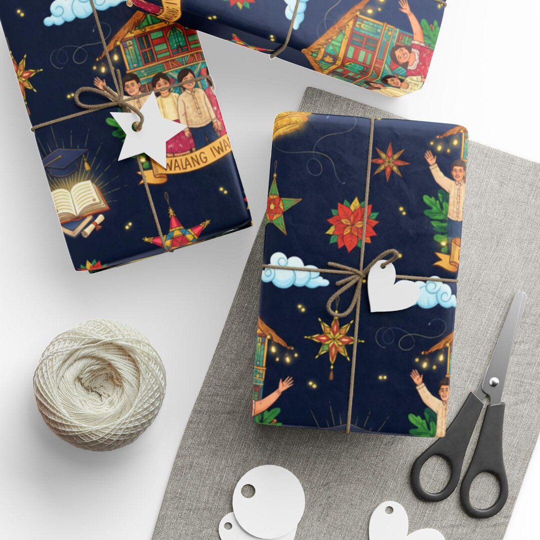 Filipino Christmas Gift Wrapping Paper, Holiday Graduation, Parol ...