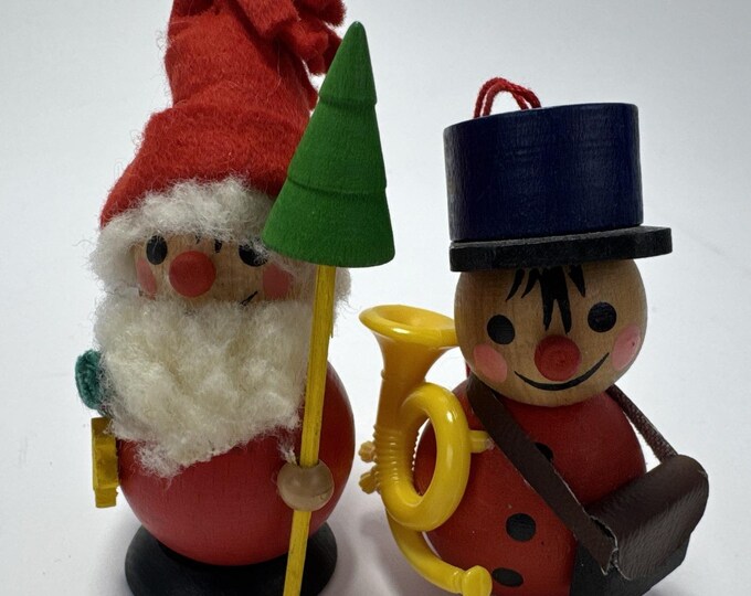 German Steinbach Wooden Santa & Musician Handcrafted Holiday Ornaments ...