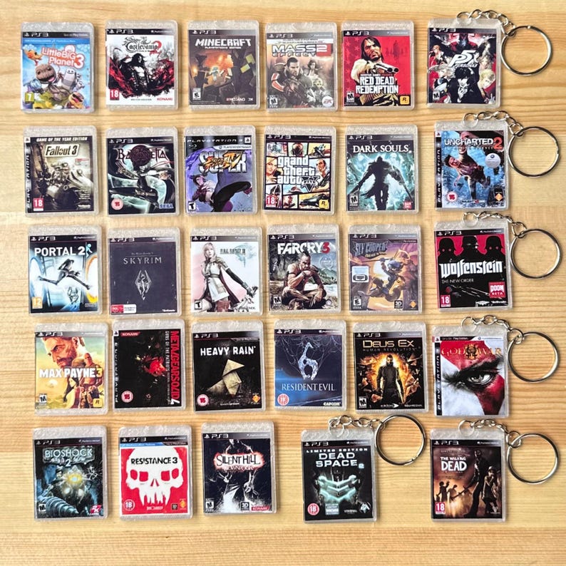 PS3 Game Cover Keychain – Mini Retro Game Case Accessory (water/scratch ...