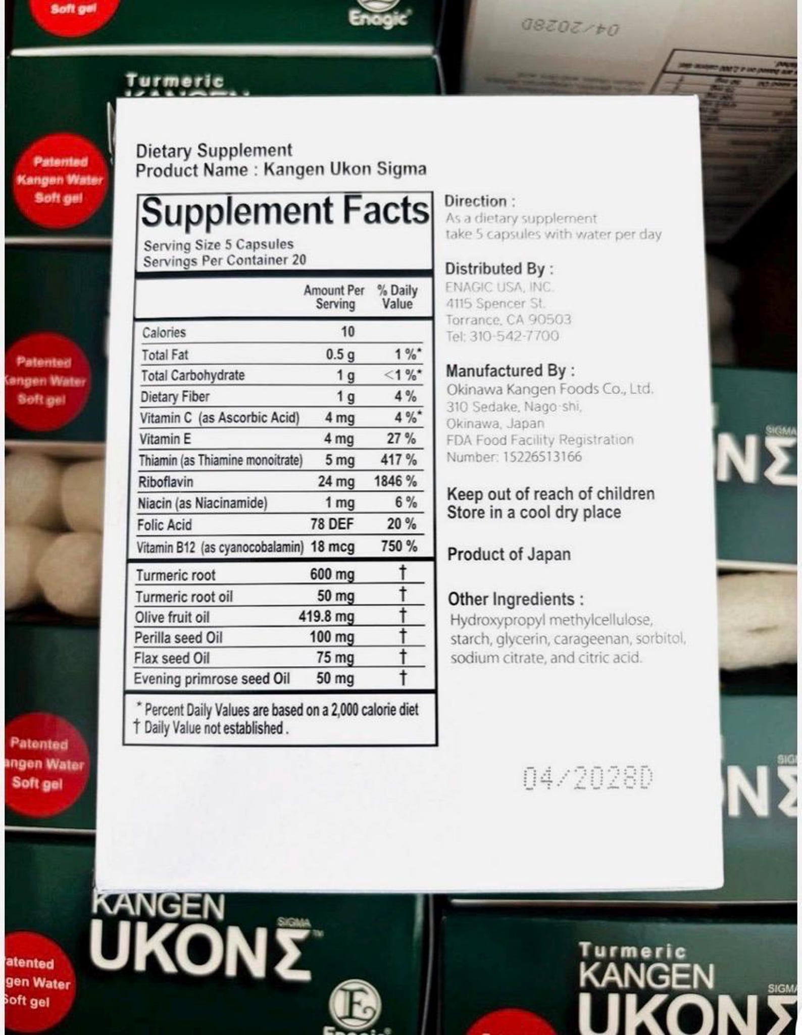 Enagic Turmeric Kangen Ukon Organic Multivitamins Vegeterian Capsules ...