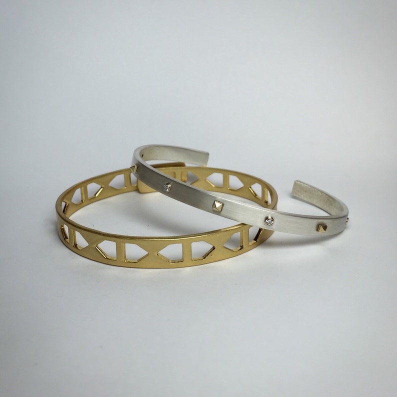 Diamond Stud Pyramid Cuff Bracelet - Etsy