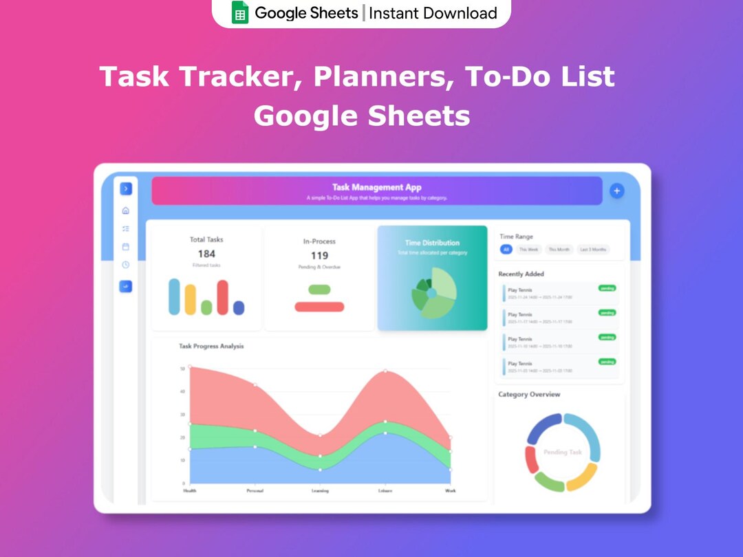 Task Tracker Google Sheets Appscript to Do List Drag Drop Daily Weekly ...