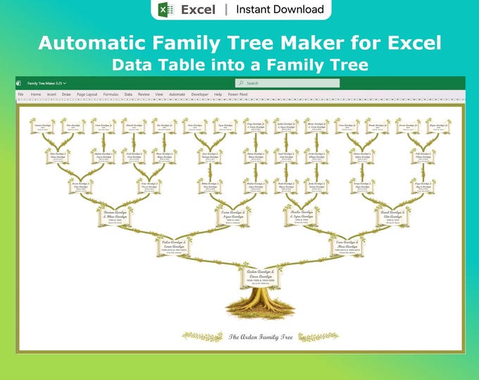 Automatic Family Tree Maker for Excel | Excel Template | Unlimited ...