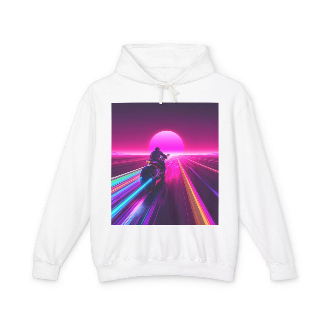 Retro Futuristic Motorcycle Rider Hoodie | Vaporwave Sunset - Etsy