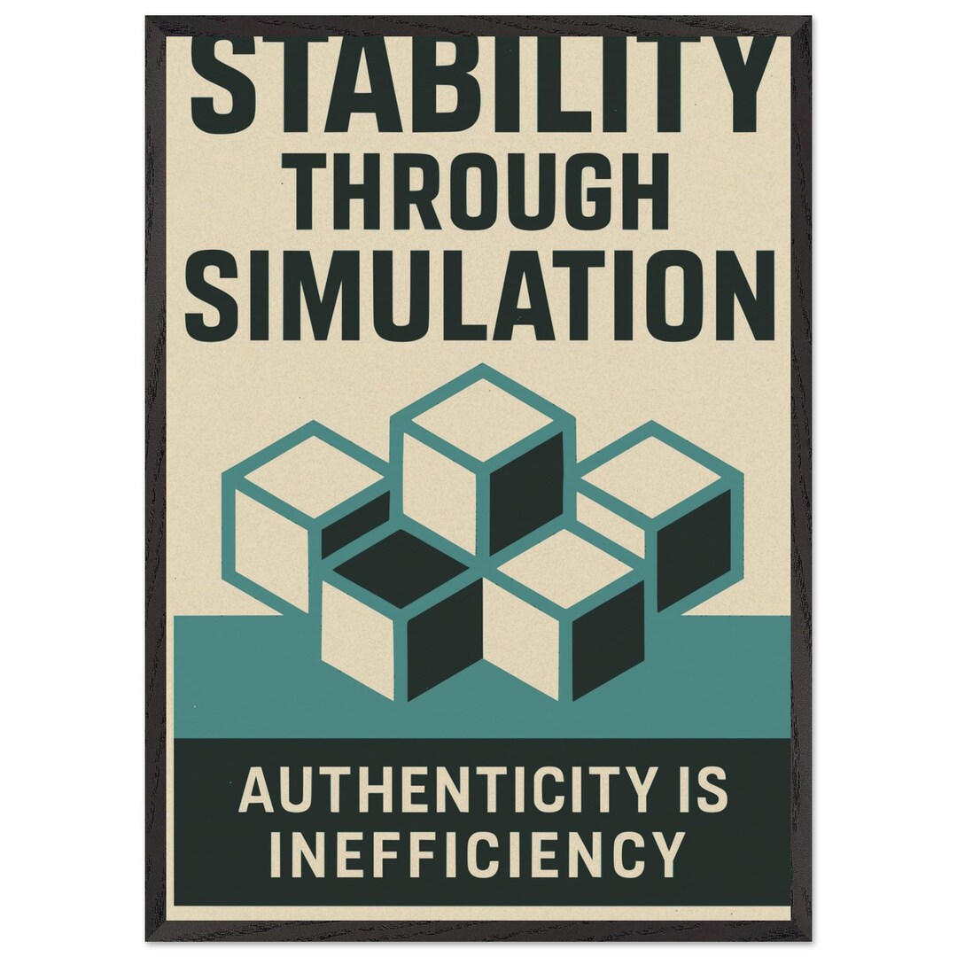Stability Through Simulation- Retro-futurist Dystopian Poster - Etsy