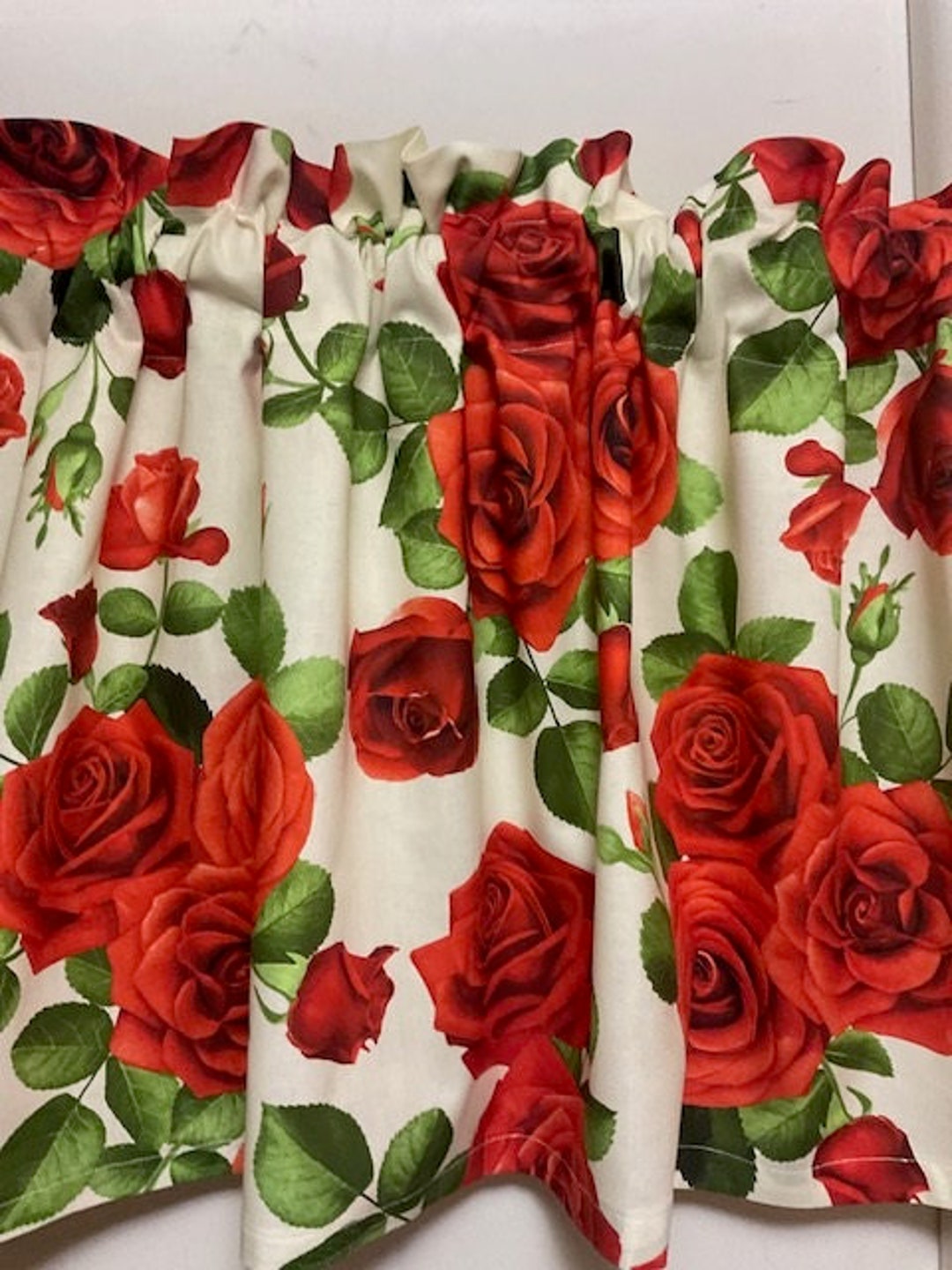Handmade Large Red Rose Valance, 42 X 15 Inches - Etsy