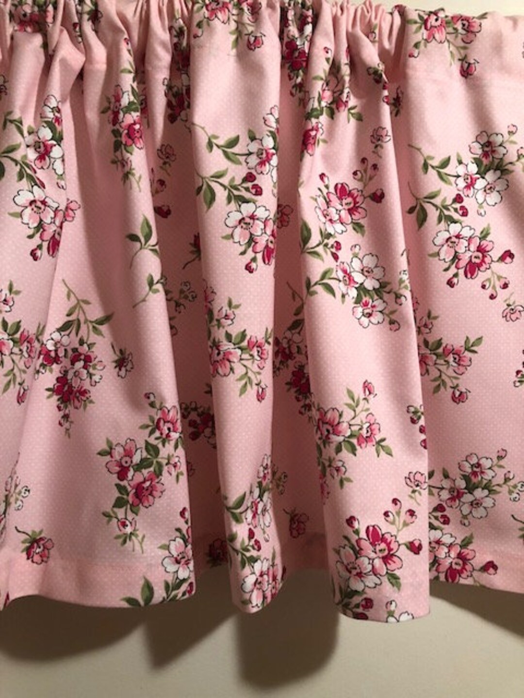 Handmade Pink Floral Valance,41 X 15 Inches - Etsy