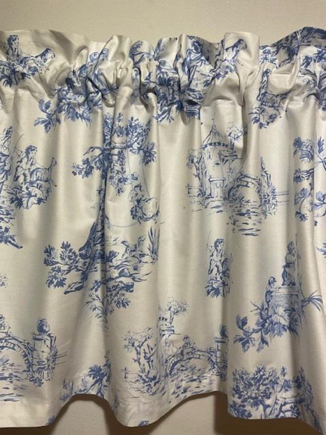 Handmade Blue and White Toile Valance,15 X 52 Inches - Etsy