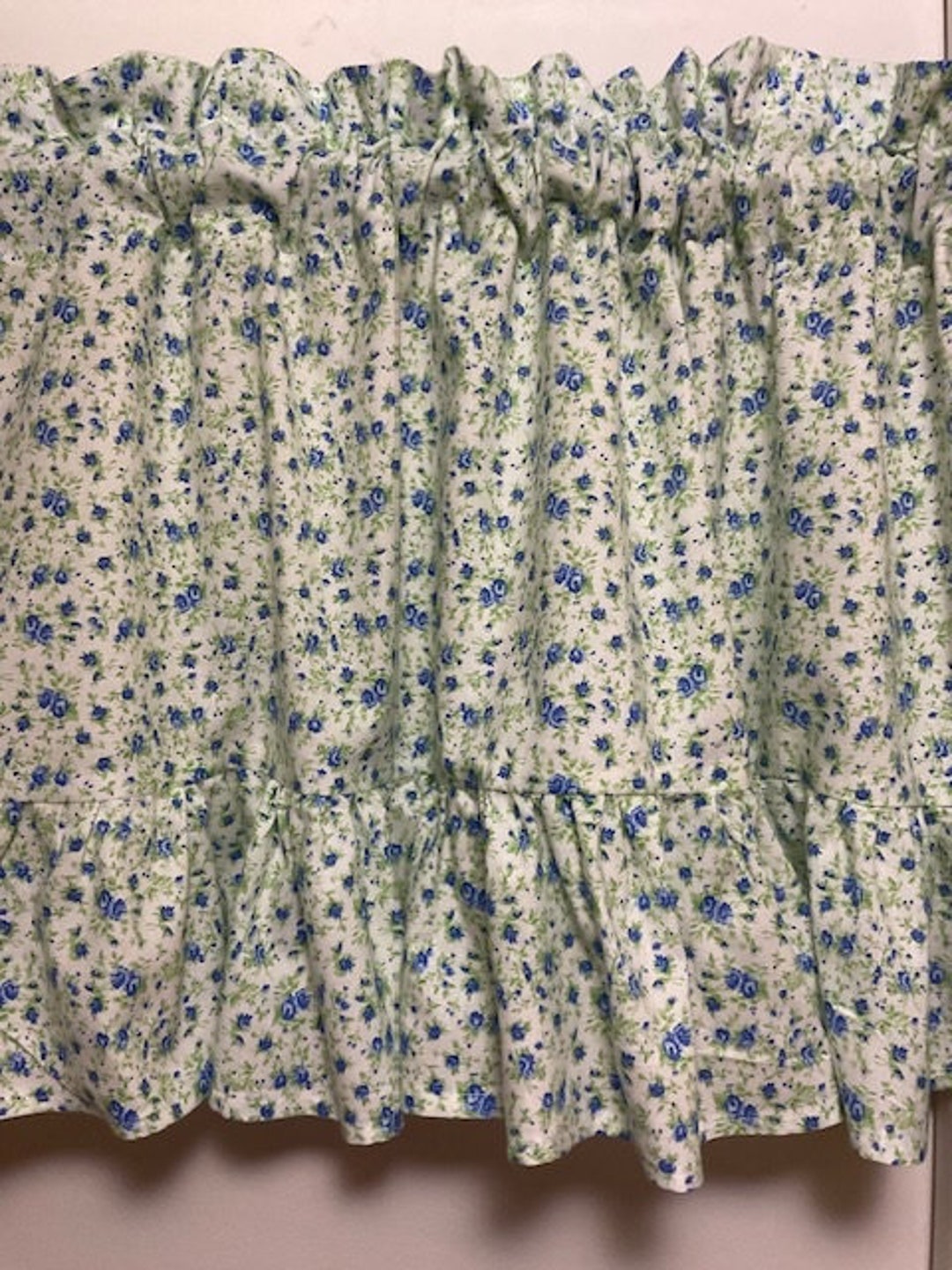 Handmade Blue Mini Rose Valance, With Ruffle, 42 X 16 Inches - Etsy