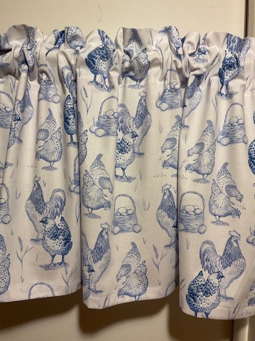 Handmade Blue and White Chicken Valance, 41 X 15 Inches - Etsy
