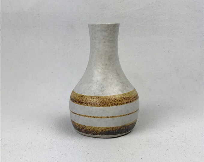 Vintage 1970s Pottery Vase 70s Tan Brown Stripe Vase - Etsy